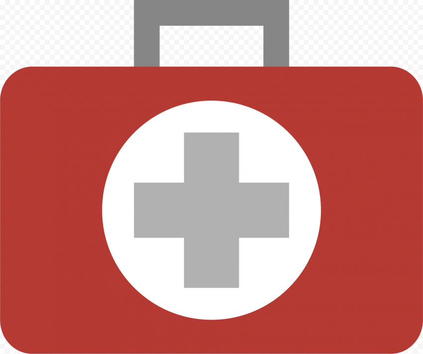 Flat Red Emergency First Aid Hand Bag Icon | Citypng