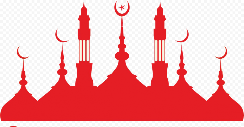 Islamic Red Silhouette Masjid Mosque Dome Vector | Citypng