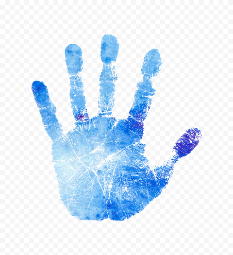 HD Blue Watercolor Real Hand Print PNG | Citypng