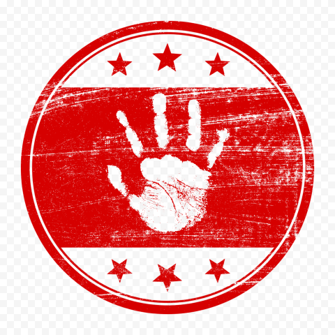 HD Outline Stop Hand Print On Round Red Stamp PNG | Citypng