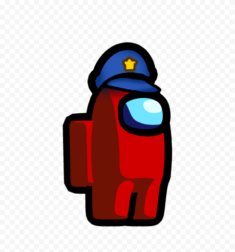 HD Among Us Red Character With Police Hat PNG | Citypng
