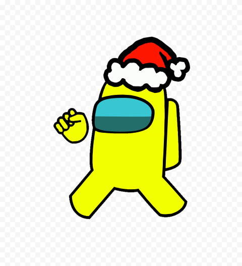 HD Yellow Among Us Character Wear Santa Hat PNG | Citypng