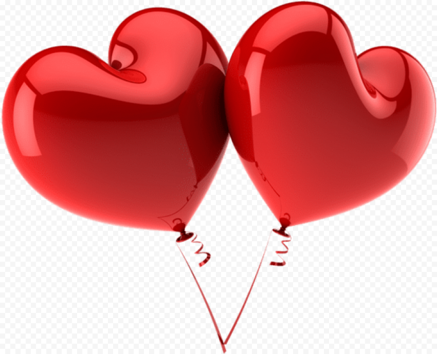 HD Two Red Love Valentines Hearts Balloons PNG | Citypng