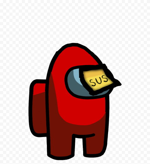 HD Red Among Us Crewmate Character With Sus Sticky Note Hat PNG | Citypng