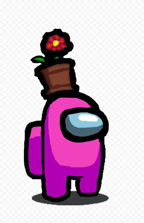 HD Among Us Pink Crewmate Character With Flower Pot Hat PNG | Citypng