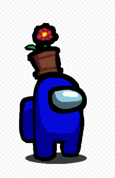 HD Among Us Blue Crewmate Character With Flower Pot Hat PNG | Citypng
