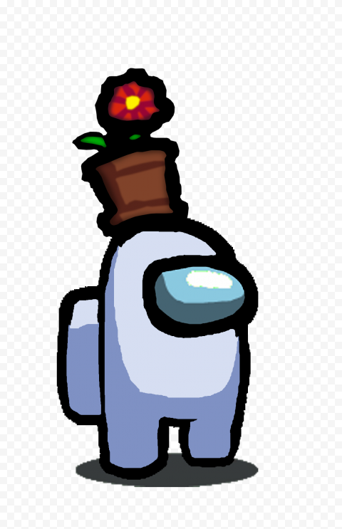 HD Among Us White Crewmate Character With Flower Pot Hat PNG | Citypng