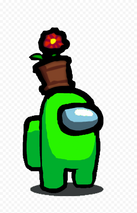 HD Among Us Green Lime Crewmate Character With Flower Pot Hat PNG | Citypng