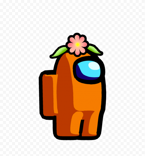 HD Green Among Us Character With Flower Hat PNG | Citypng