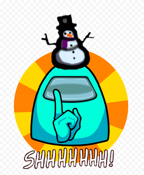 HD Cyan Among Us Crewmate Shhh Logo With Snowman Hat PNG | Citypng