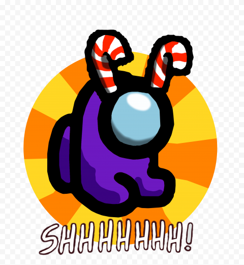 HD Purple Among Us Mini Crewmate Shhh Logo With Candy Cane Hat PNG ...