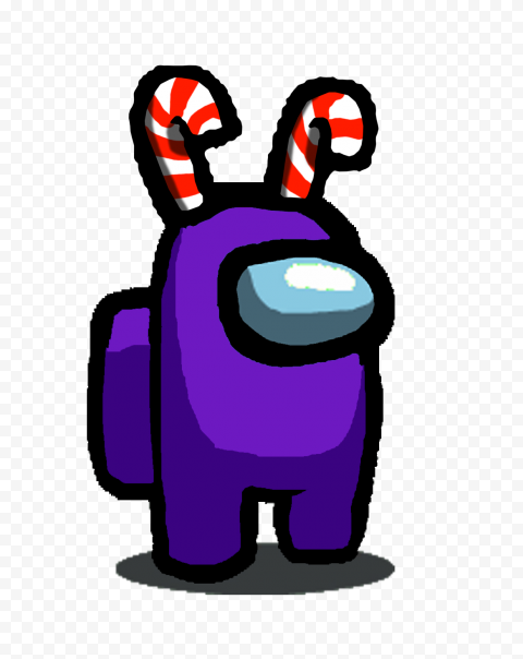 HD Among Us Purple Crewmate Character With Candy Cane Hat PNG | Citypng