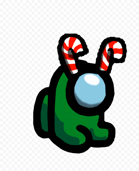HD Green Among Us Mini Crewmate Baby With Candy Cane Hat PNG | Citypng