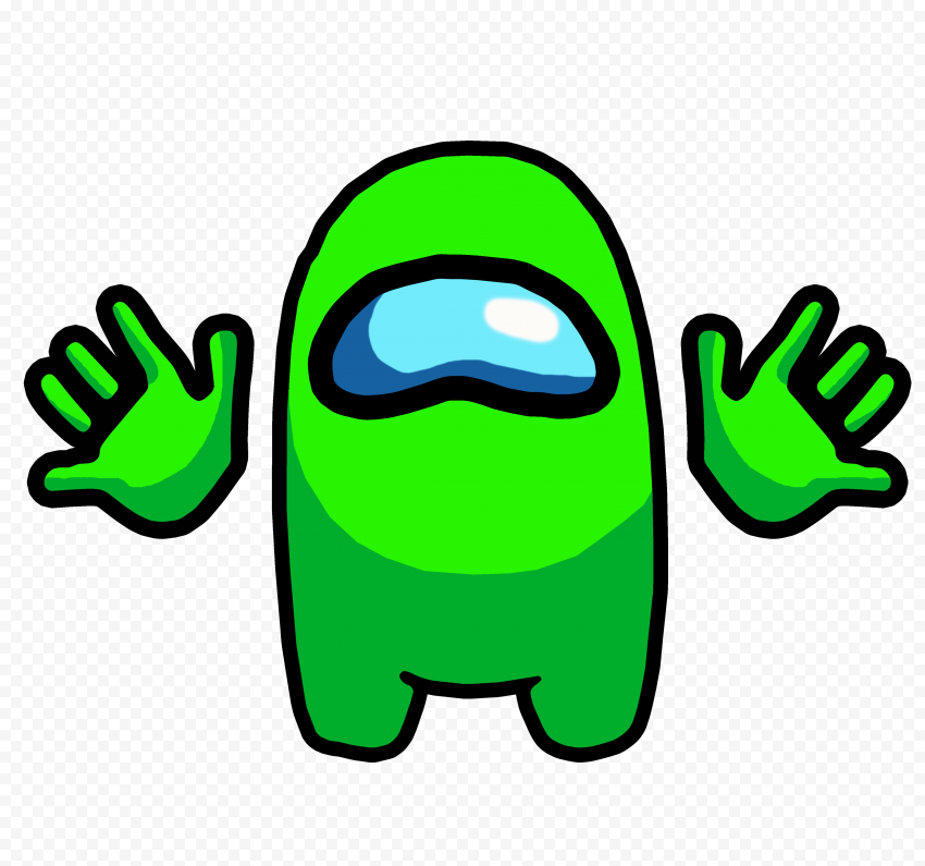 HD Lime Among Us Crewmate Character Front View With Hands PNG | Citypng
