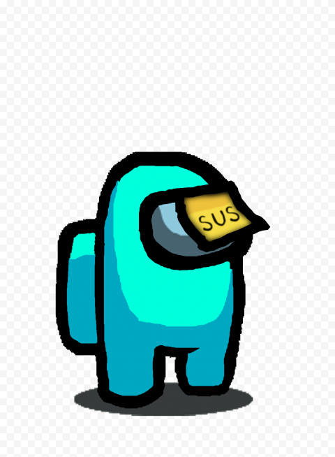 HD Among Us Cyan Crewmate Character With Sus Sticky Note Hat PNG | Citypng