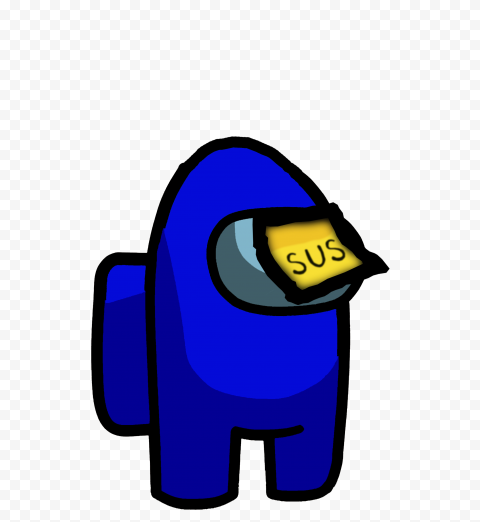 HD Blue Among Us Crewmate Character With Sus Sticky Note Hat PNG | Citypng