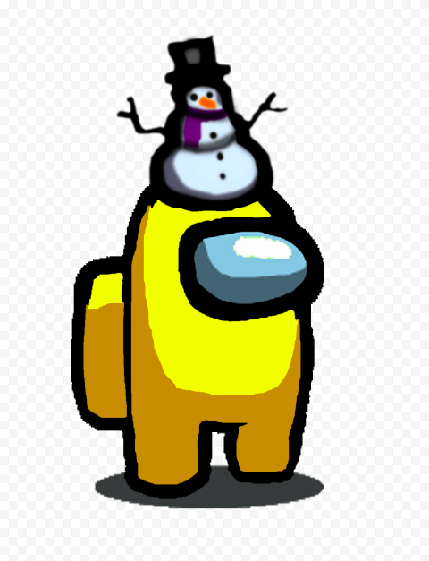 HD Among Us Yellow Crewmate Character With Snowman Hat PNG | Citypng