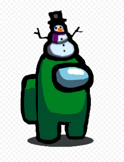 HD Among Us Green Crewmate Character With Snowman Hat PNG | Citypng