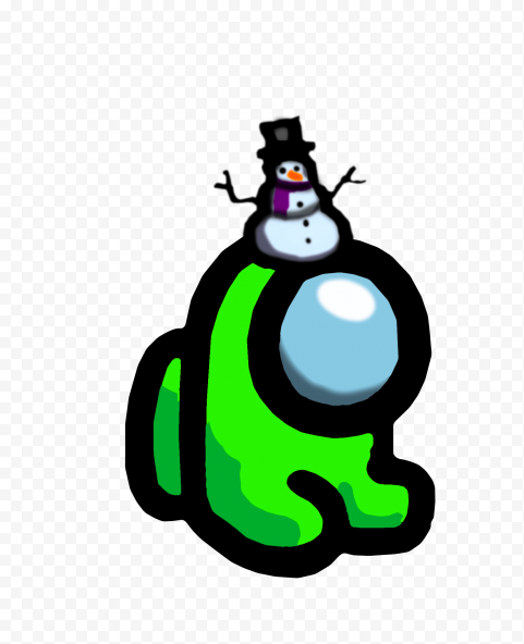 HD Lime Among Us Mini Crewmate Baby With Snowman Hat PNG | Citypng
