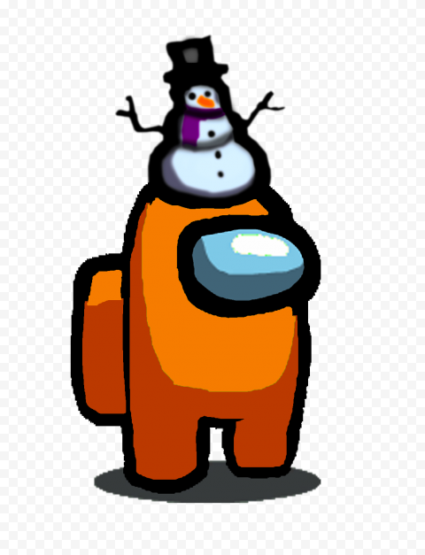 HD Among Us Orange Crewmate Character With Snowman Hat PNG | Citypng