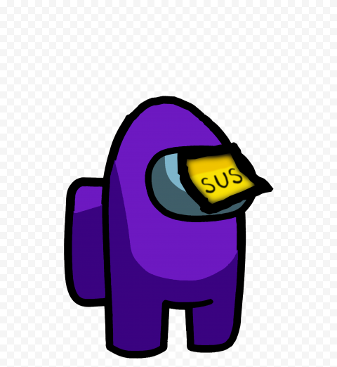 HD Purple Among Us Crewmate Character With Sus Sticky Note Hat PNG ...