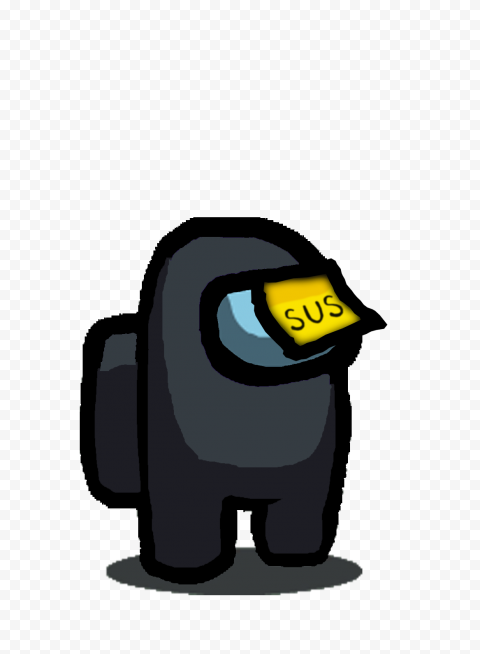 HD Among Us Black Crewmate Character With Sus Sticky Note Hat PNG | Citypng