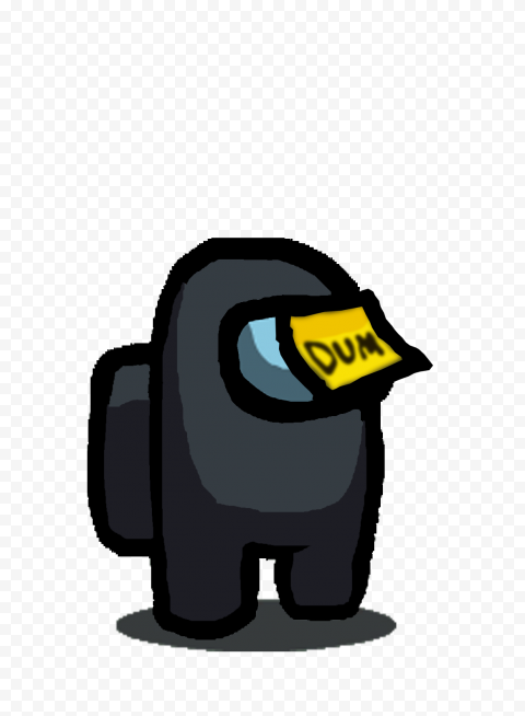 HD Among Us Black Crewmate Character With Dum Sticky Note Hat PNG | Citypng