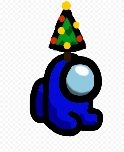 HD Blue Among Us Mini Crewmate Baby With Christmas Tree Hat PNG | Citypng