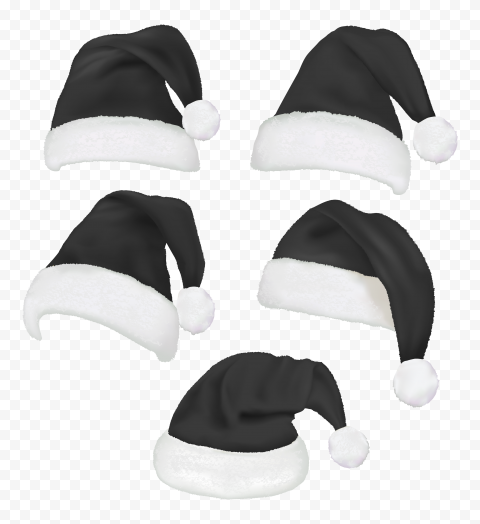 HD Set Of Real Santa Christmas Black Hats PNG | Citypng