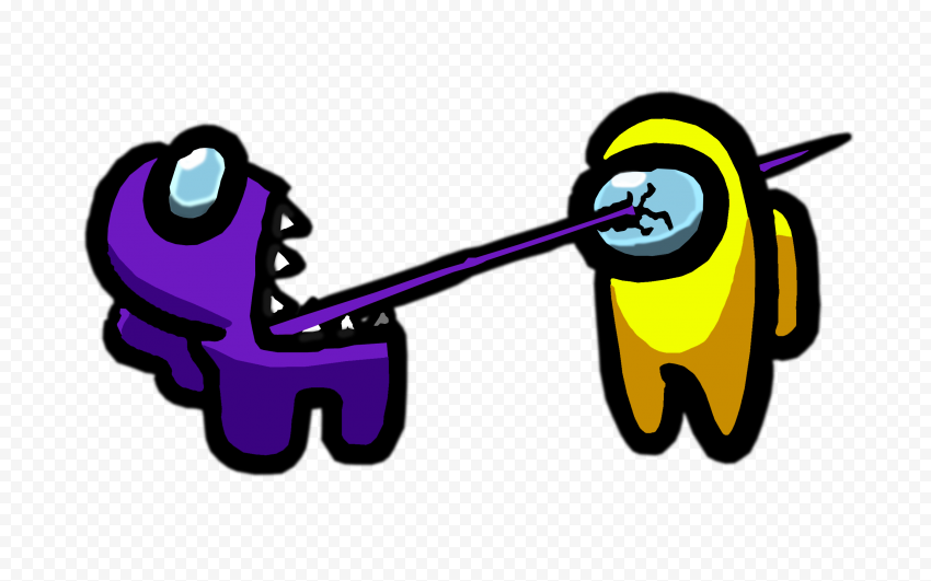 HD Among Us Crewmate Purple Character Tongue Kill Yellow PNG | Citypng