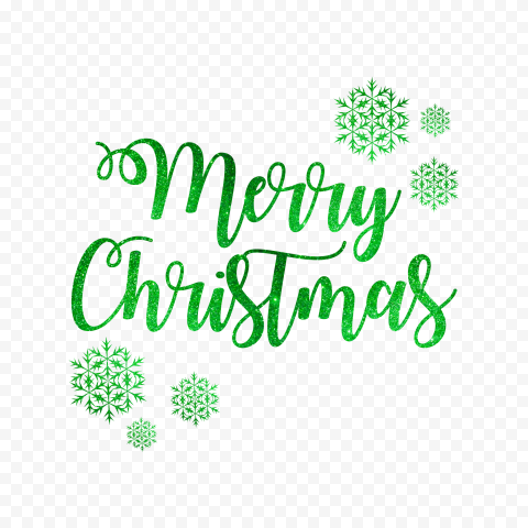 HD Green Glitter Merry Christmas Text Logo With Snowflakes PNG | Citypng