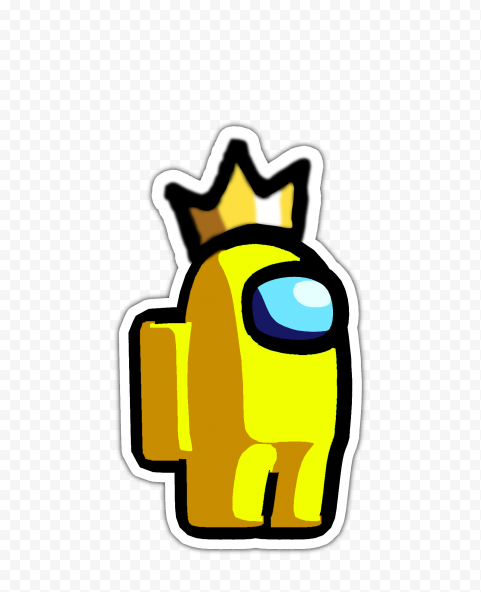 HD Yellow Among Us Character Crown Hat Stickers PNG | Citypng