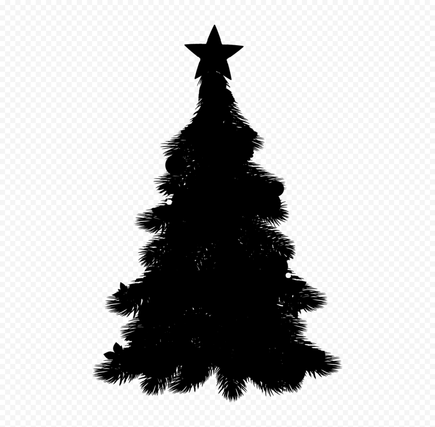 HD Black Decorated Christmas Tree Clipart Silhouette Shape PNG | Citypng