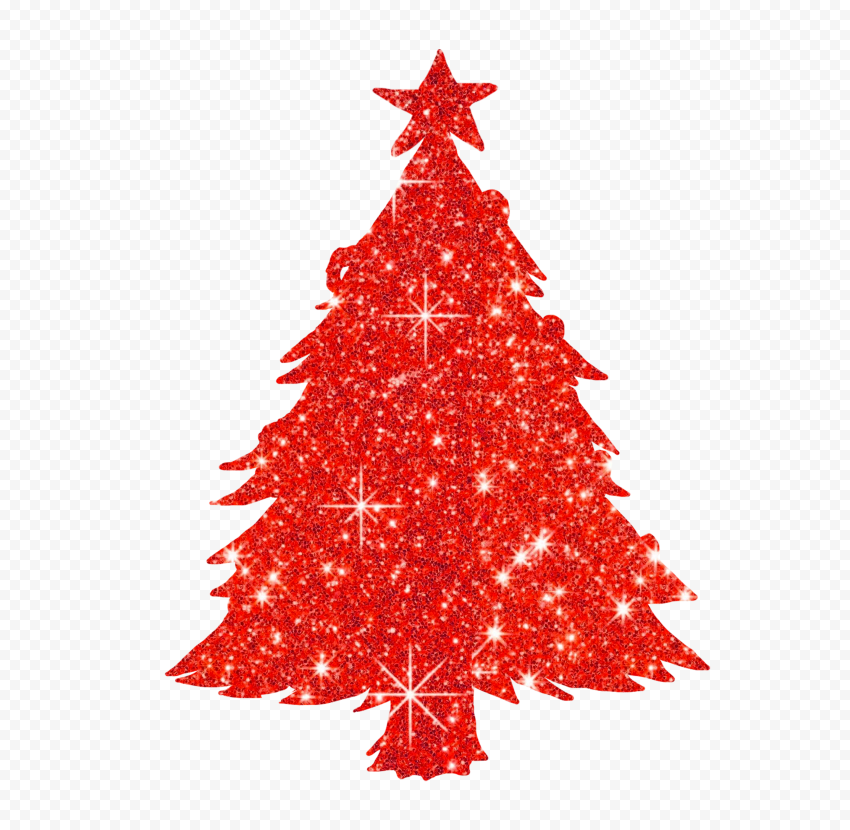 HD Red Christmas Tree Glitter Silhouette PNG | Citypng