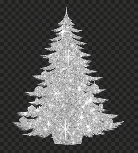 HD Decorated Christmas Tree Silver Glitter Silhouette PNG | Citypng