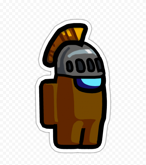 HD Among Us Crewmate Brown Character With Knight Helmet Stickers PNG ...