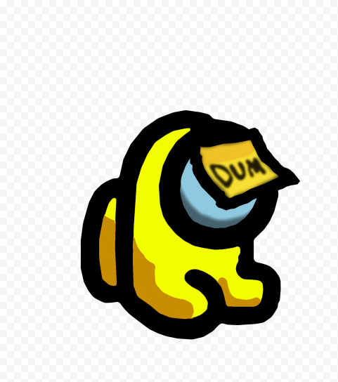 HD Among Us Yellow Crewmate Character With Dum Sticky Note Hat PNG ...