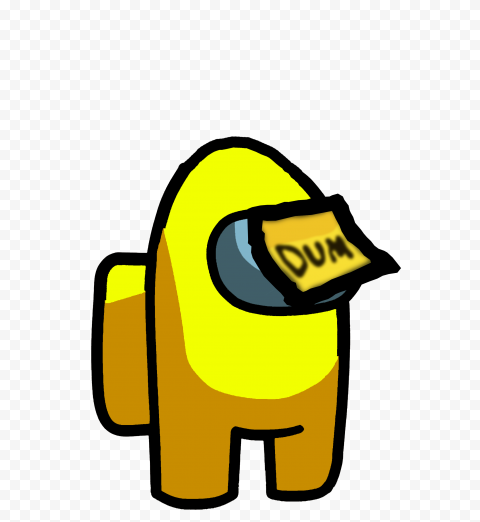 HD Yellow Among Us Crewmate Character With Dum Sticky Note Hat PNG ...