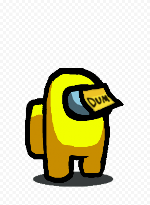 HD Among Us Yellow Crewmate Character With Dum Sticky Note Hat PNG ...