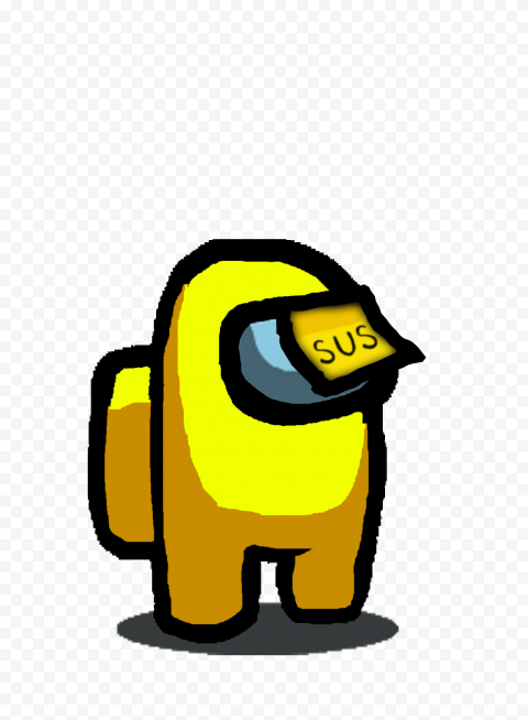 HD Among Us Yellow Crewmate Character With Sus Sticky Note Hat PNG ...