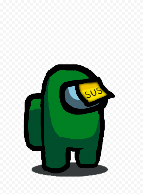 HD Among Us Green Crewmate Character With Sus Sticky Note Hat PNG | Citypng