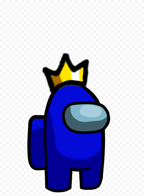 HD Blue Among Us Crewmate Character With Crown Hat On Top PNG | Citypng