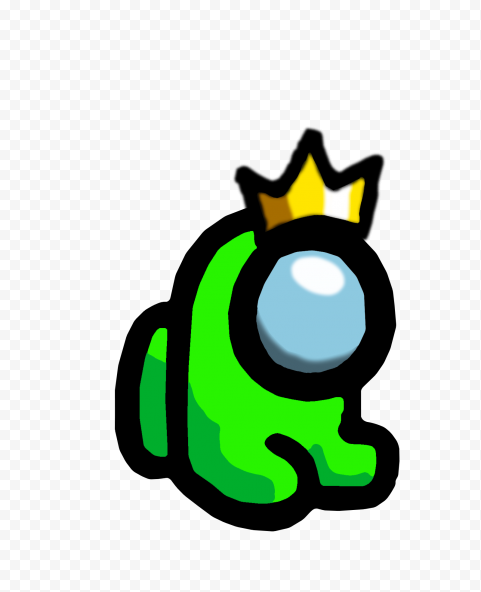 HD Lime Among Us Mini Crewmate Baby With Crown Hat PNG | Citypng