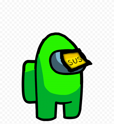 HD Lime Among Us Crewmate Character With Sus Sticky Note Hat PNG | Citypng