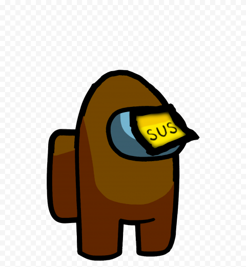 HD Brown Among Us Crewmate Character With Sus Sticky Note Hat PNG | Citypng