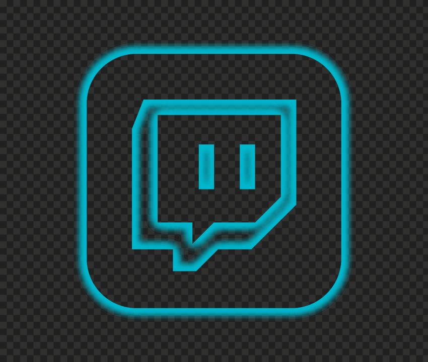 HD Neon App Twitch Light Blue Square Icon PNG | Citypng