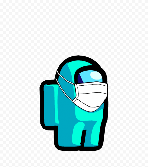 HD Cyan Among Us Character Coronavirus Mask PNG | Citypng