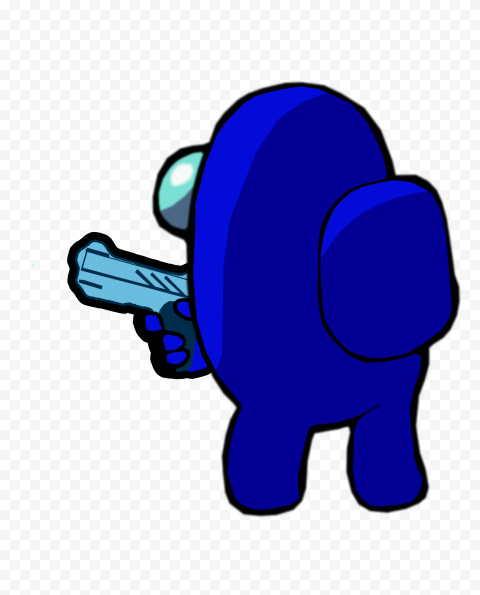 HD Blue Among Us Character Back View Pointing Gun PNG | Citypng