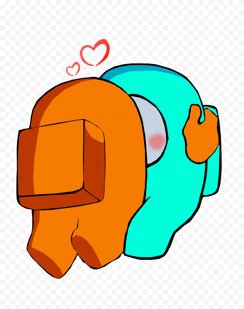 HD Orange Kiss Cyan Among Us Characters In Love PNG | Citypng