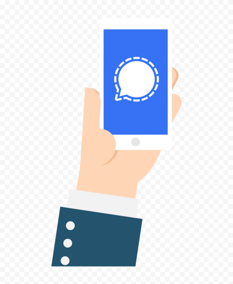 HD Flat Hand Hold Phone With Signal Messenger Icon In Screen PNG | Citypng